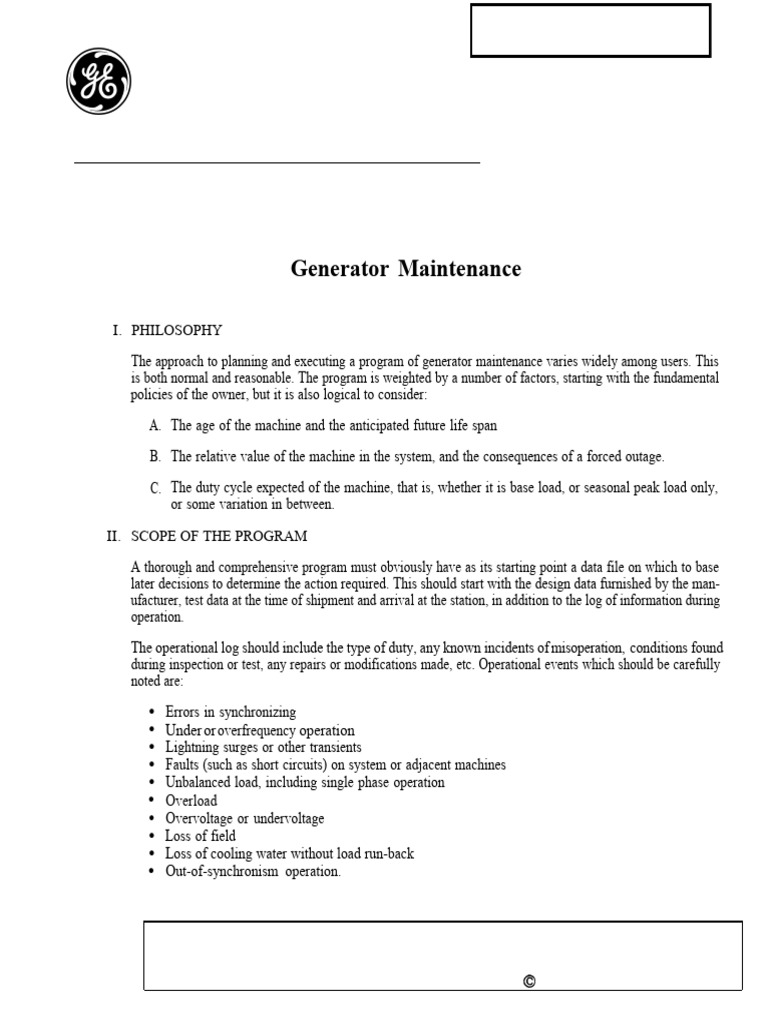 GEK 7633E Generator Maintenance | PDF | Electric Generator | Turbine