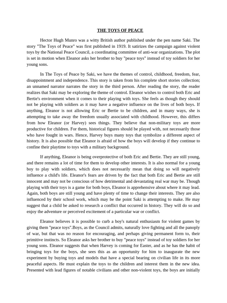 UNIT - IV The Toys of Peace | PDF | Saki