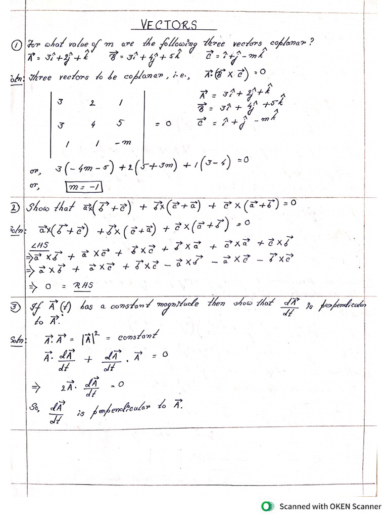 Vectors Solution | PDF