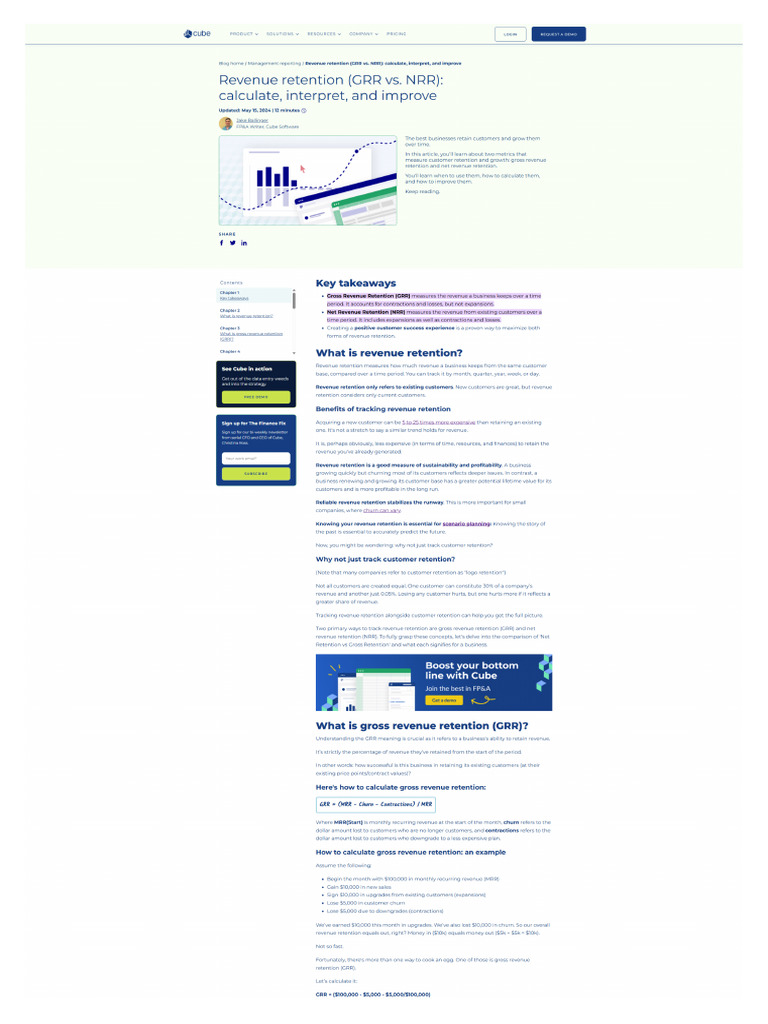 Revenue Retention GRR Vs NRR Calculate Interpret and Improve ...