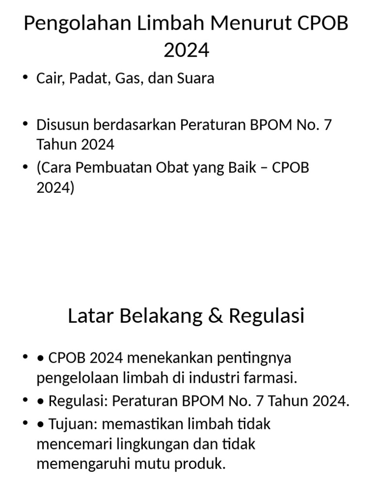 Pengelolaan Limbah CPOB 2024 | PDF