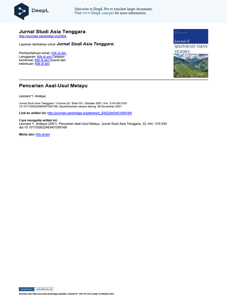 The Search For The Origins of Melayu Id | PDF