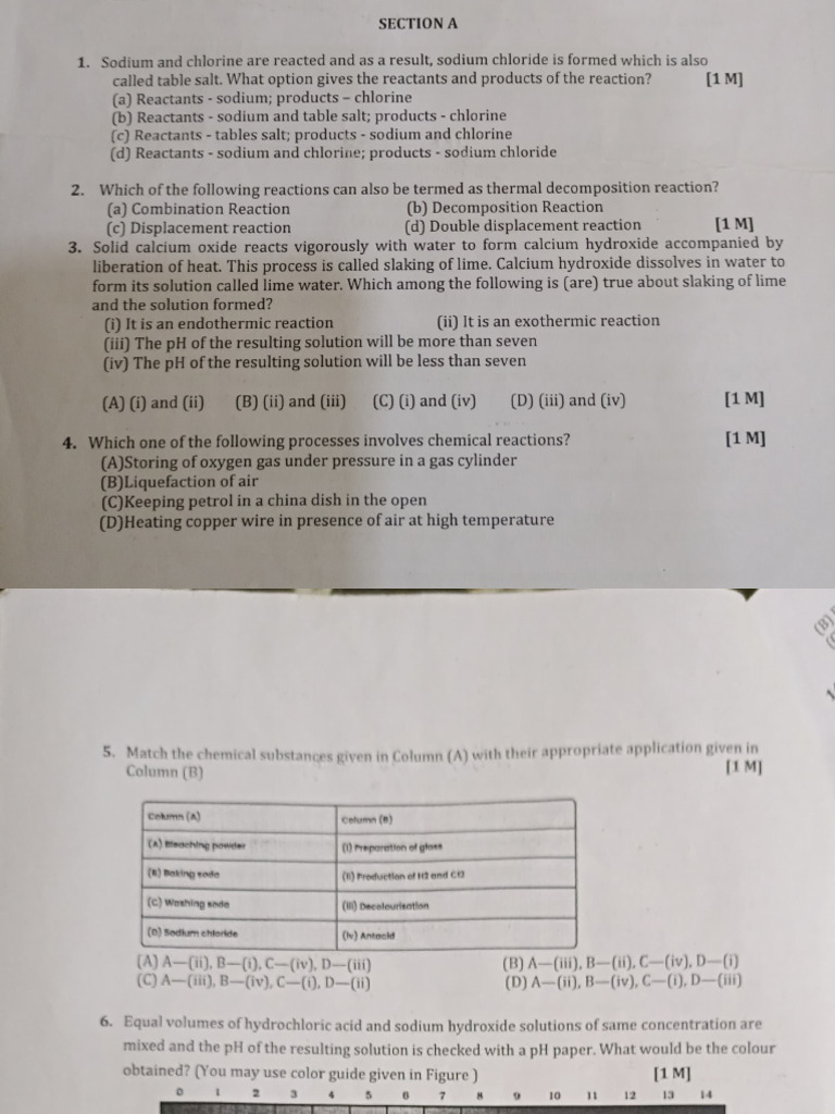 Practice Questions MCQ Type | PDF | Chemical Reactions | Chlorine