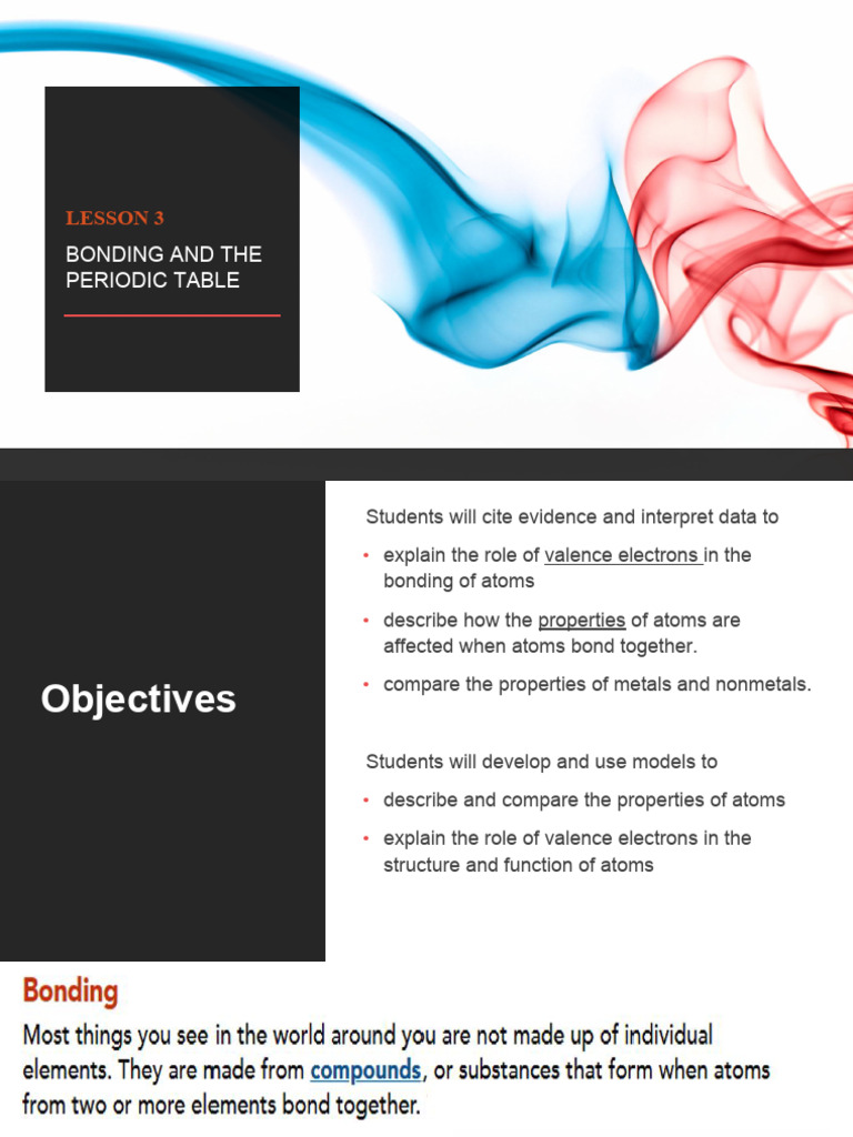 Lesson 3 Bondig and The Periodic Table | PDF | Metals | Periodic Table