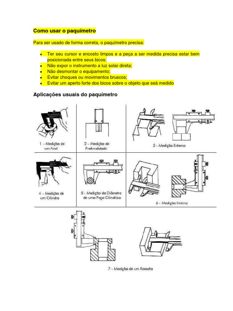Como Usar O Paquímetro Pdf Medição Natureza