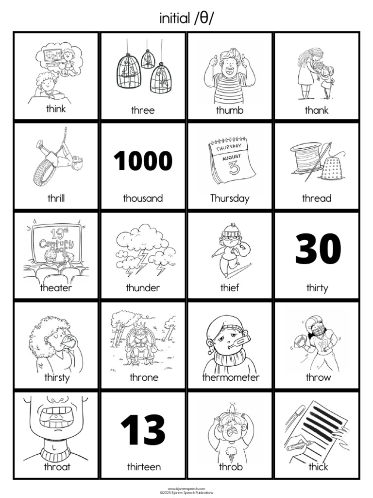 TH Voiceless Articulation Practice Sheets | PDF