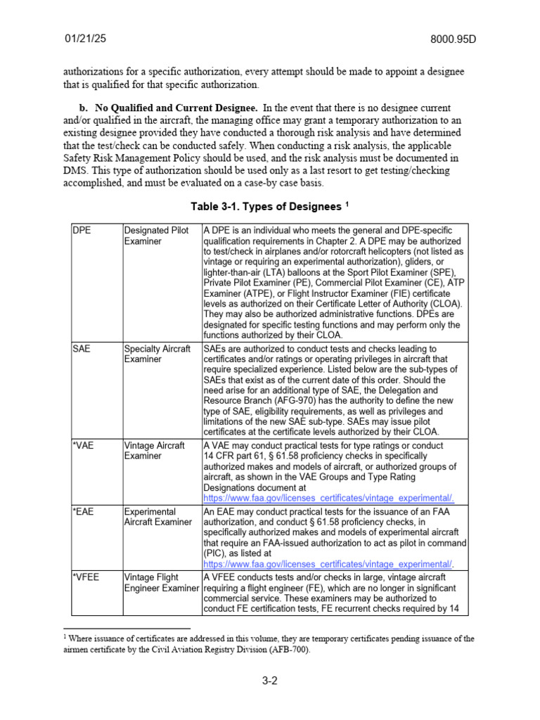 FAA Order 8000.95D: Examiner Authorizations | PDF | Flight Instructor ...