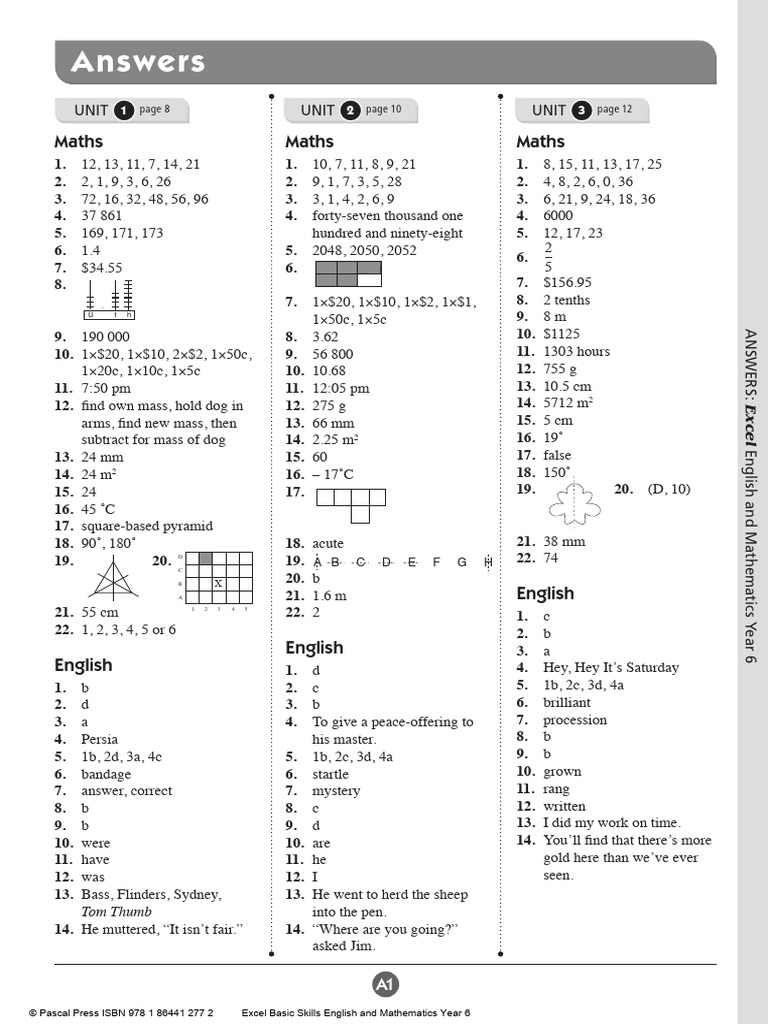 English and Mathematics Core Book Year 6 Answer Key | PDF
