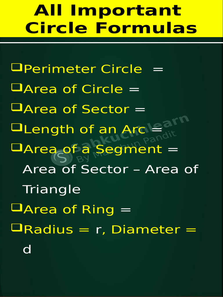 Circle Formulas | PDF