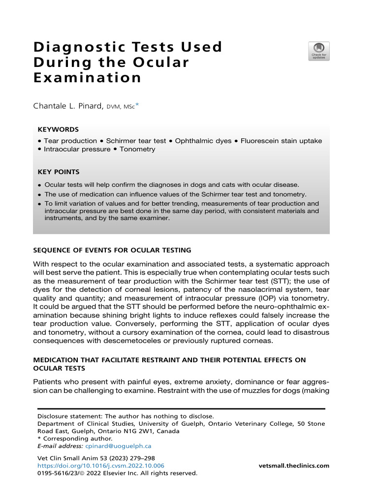 Diagnostic Tests Used During The 2023 Veterinary Clinics of North ...