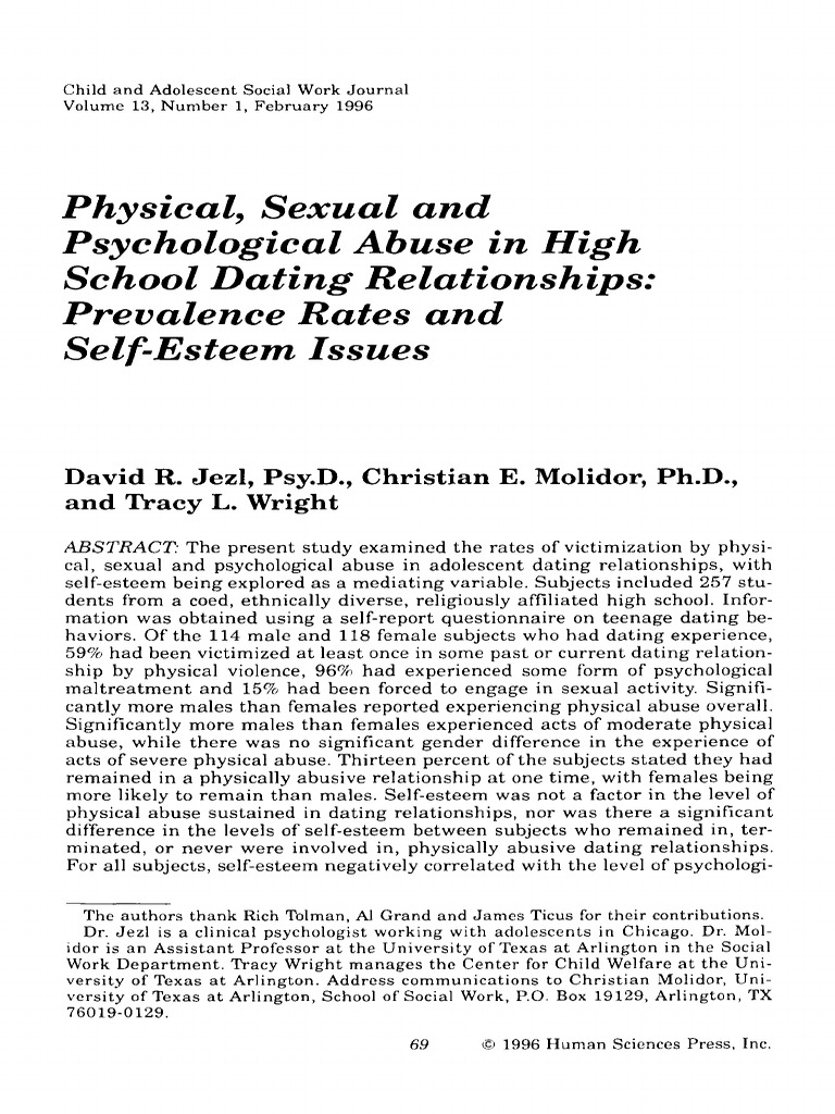 Physical, Sexual and Psychological Abuse in High School Dating ...