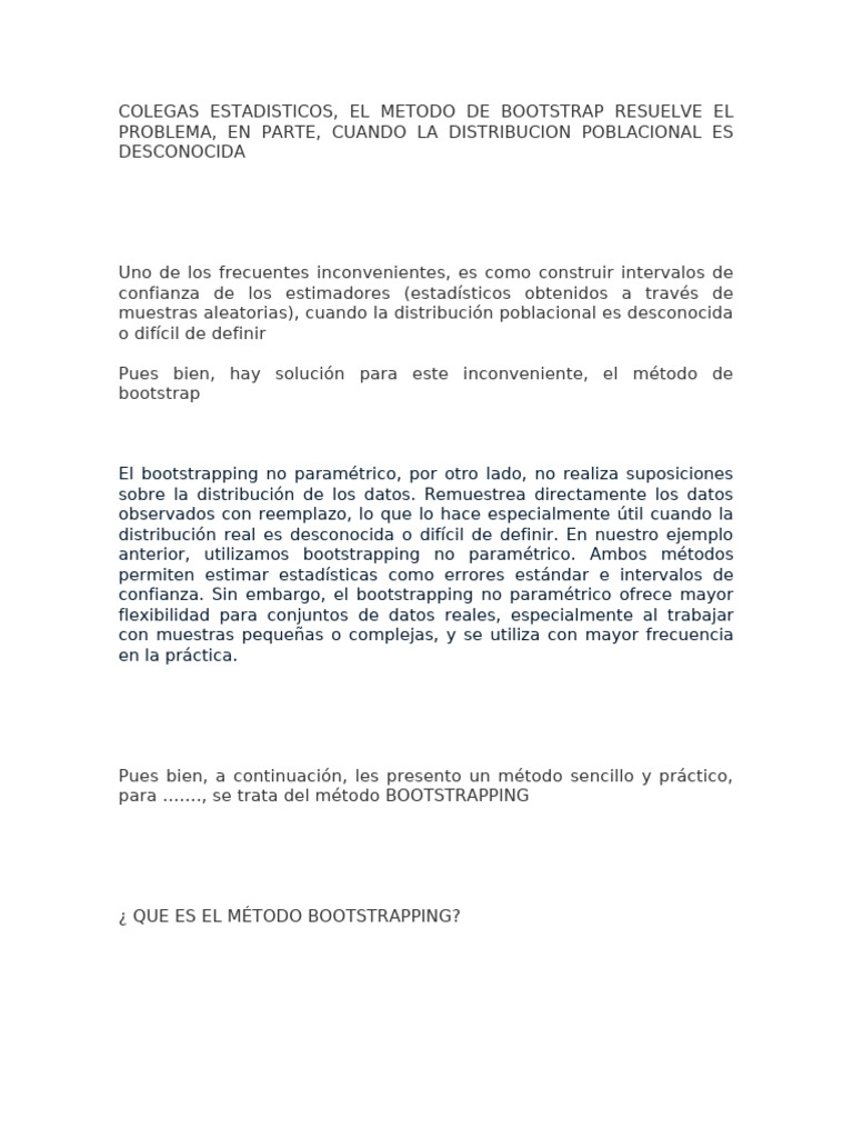 Metodo Bootstrap | PDF | Muestreo (Estadísticas) | Bootstrapping ...