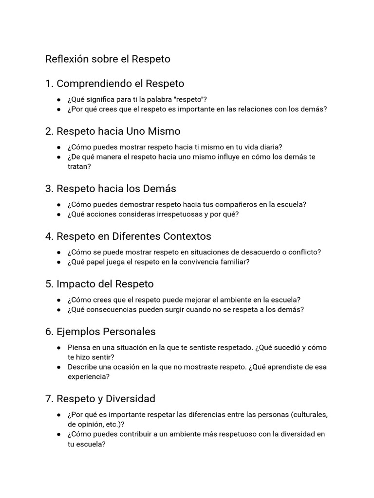 Reflexión Sobre El Respeto | PDF