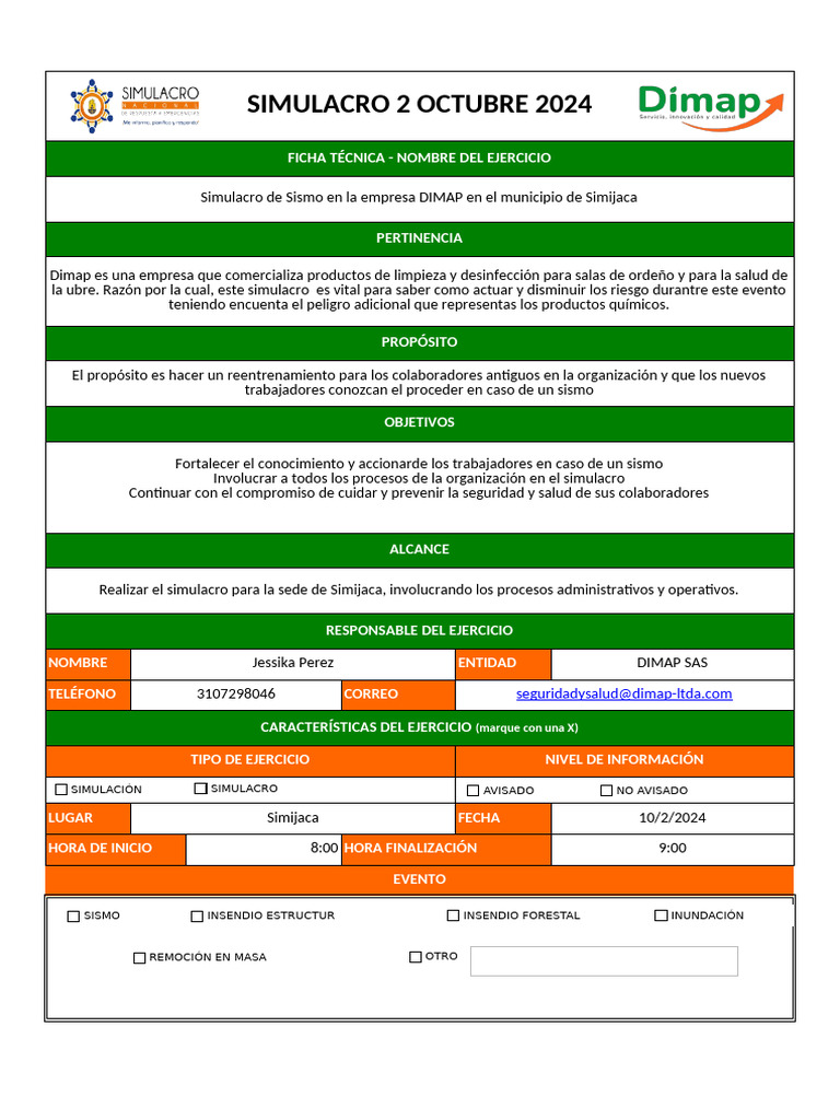 Guion de Simulacro Dimap Simijaca 2024 (2) | PDF