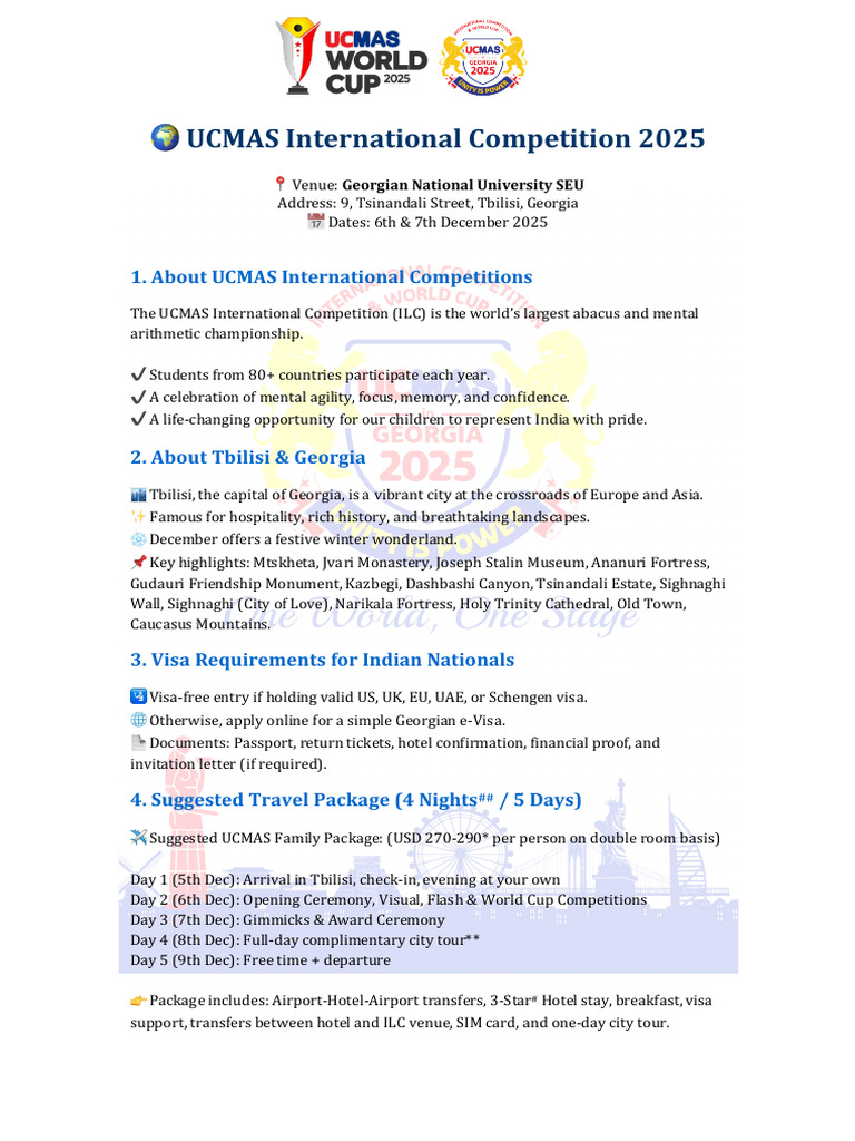 UCMAS International Competition 2025 Flyer | PDF | Georgia (Country)