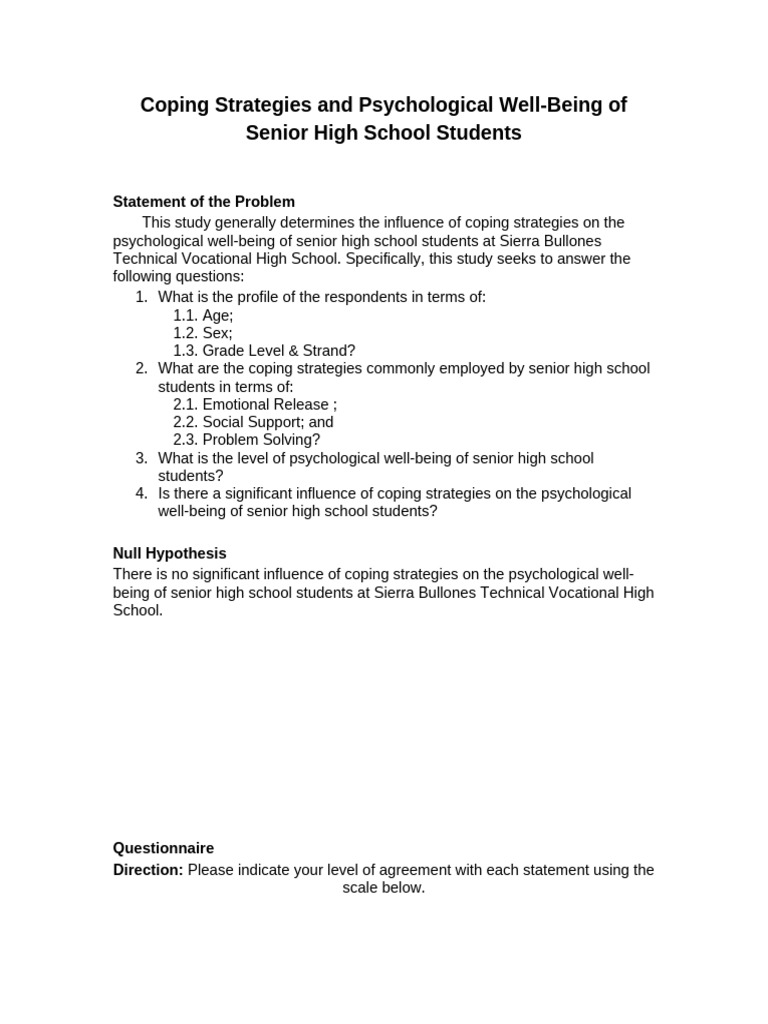 Coping Strategies and Student Well-Being | PDF | Well Being ...
