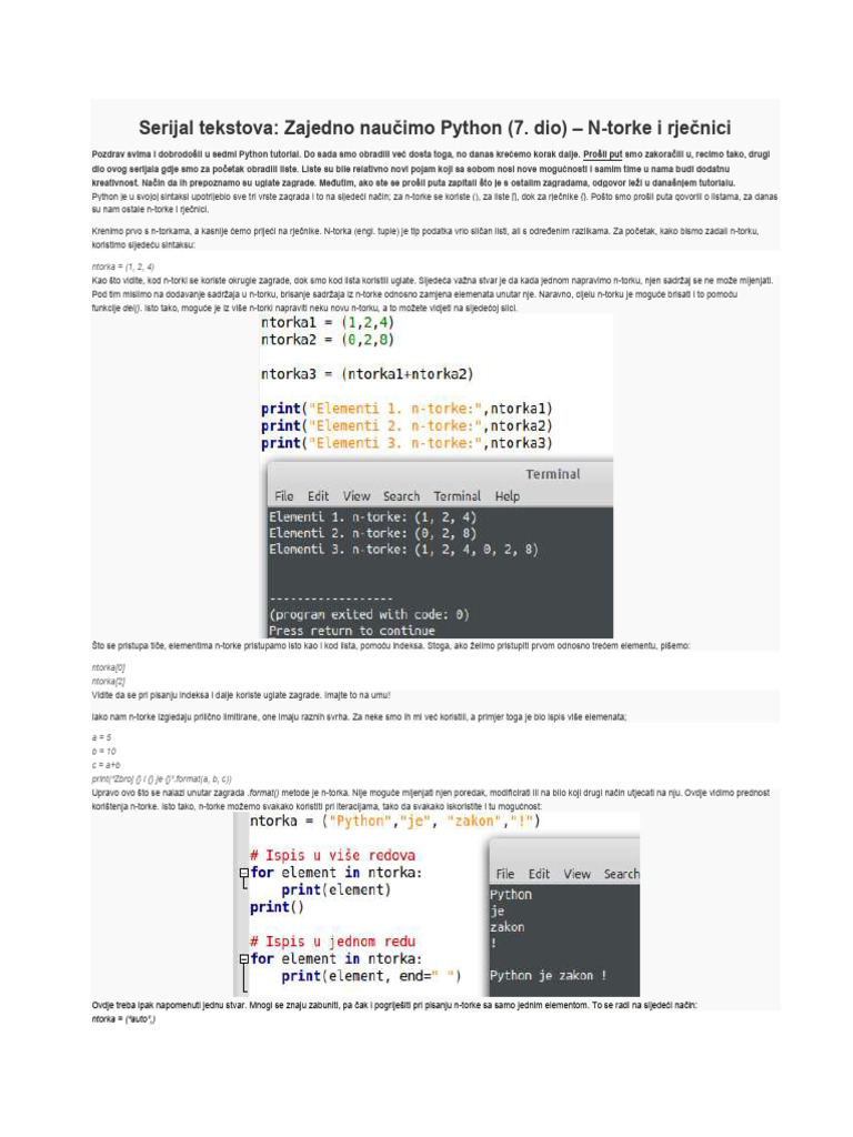 Serijal Tekstova - Zajedno Naucimo Python - Deo 7 | PDF