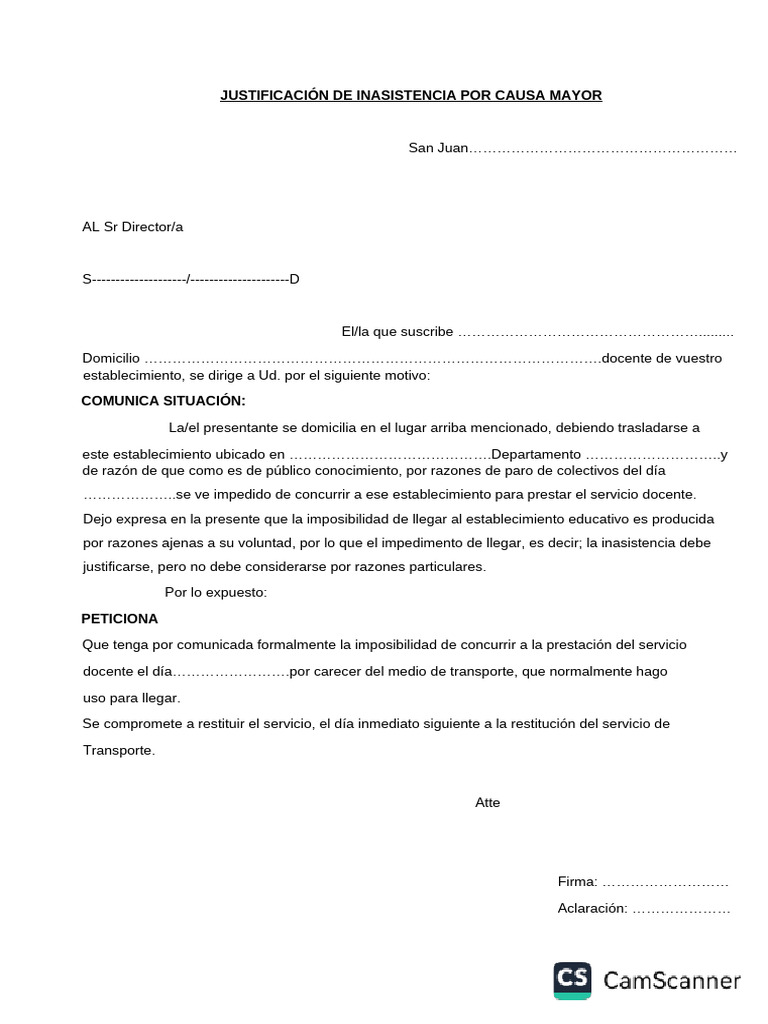 Justificación por Inasistencia Docente | PDF
