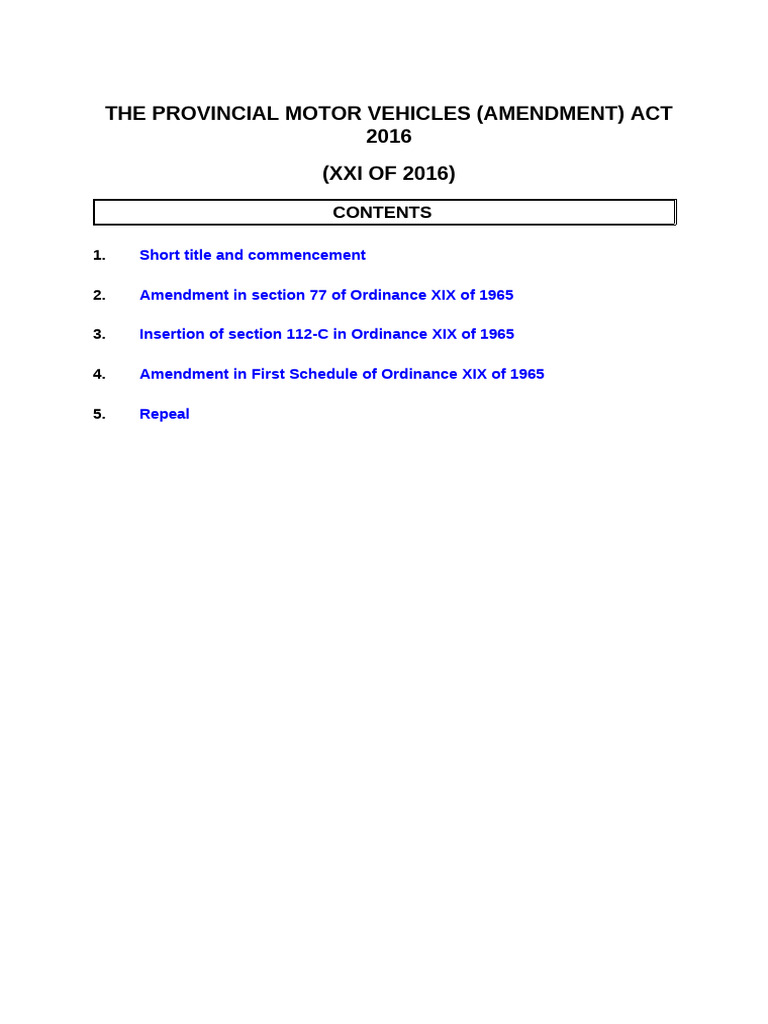 Provincial Motor Vehicles Act 2016 Amendments | PDF | Fine (Penalty ...