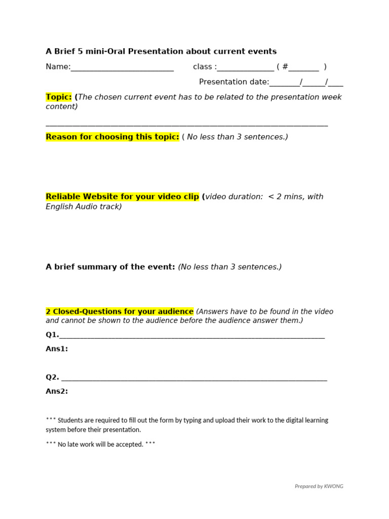 Current Events Form - Latest | PDF