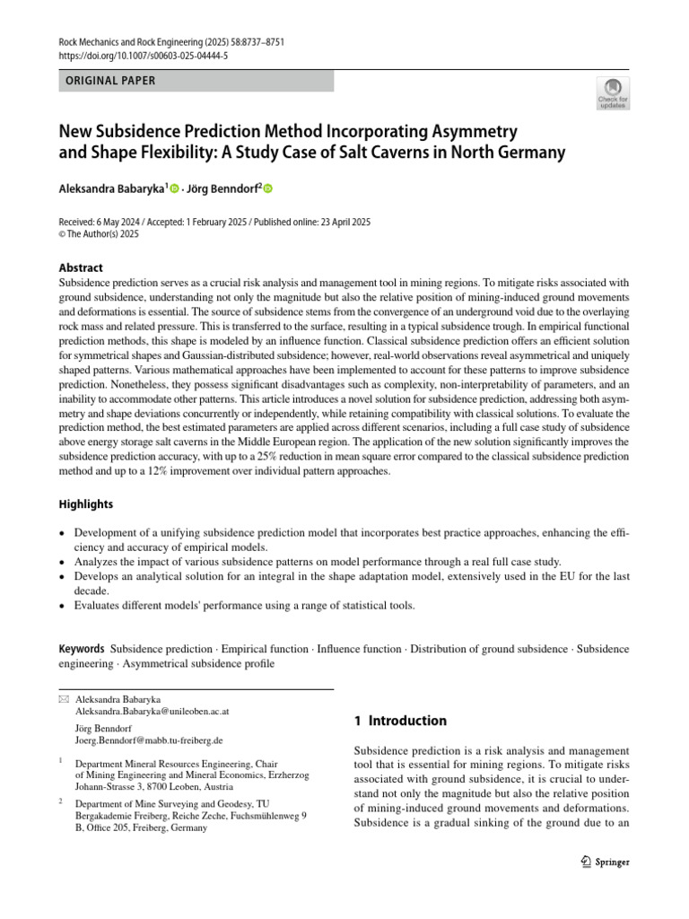 New Subsidence Prediction Method Incorporating Asymmetry and Shape ...