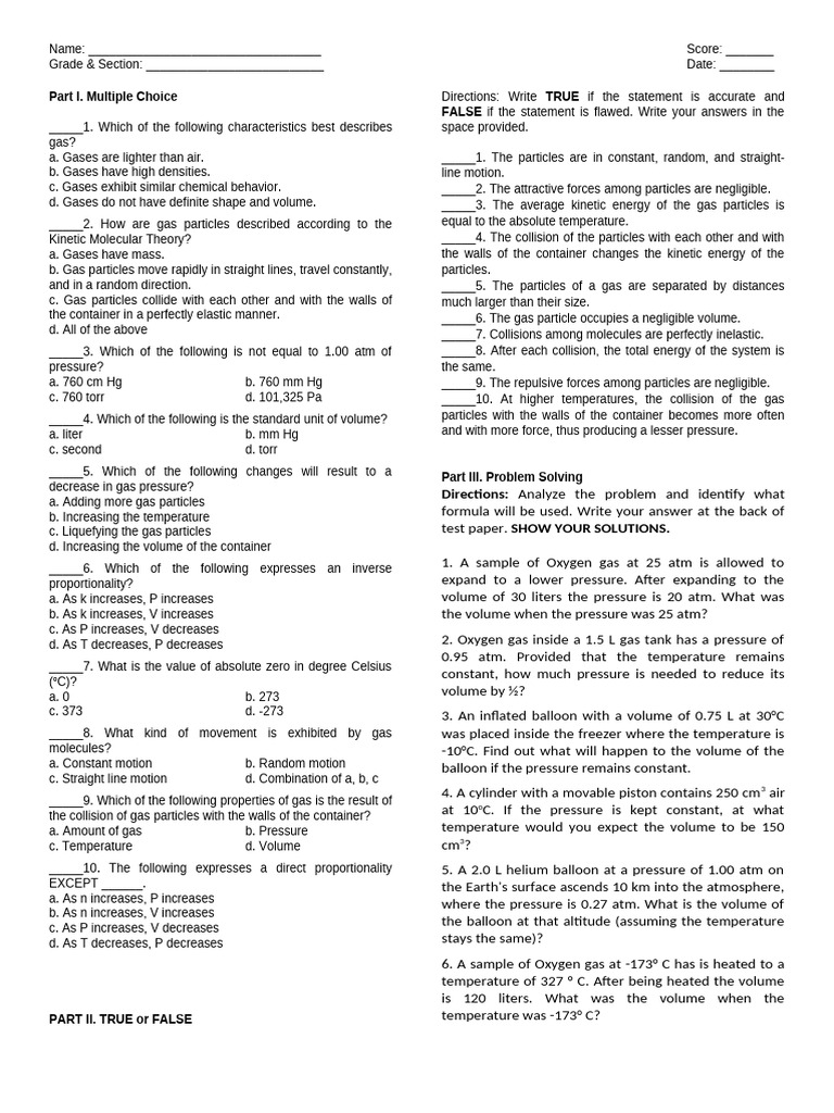 Boyle's and Charles' Law | PDF | Gases | Transparent Materials