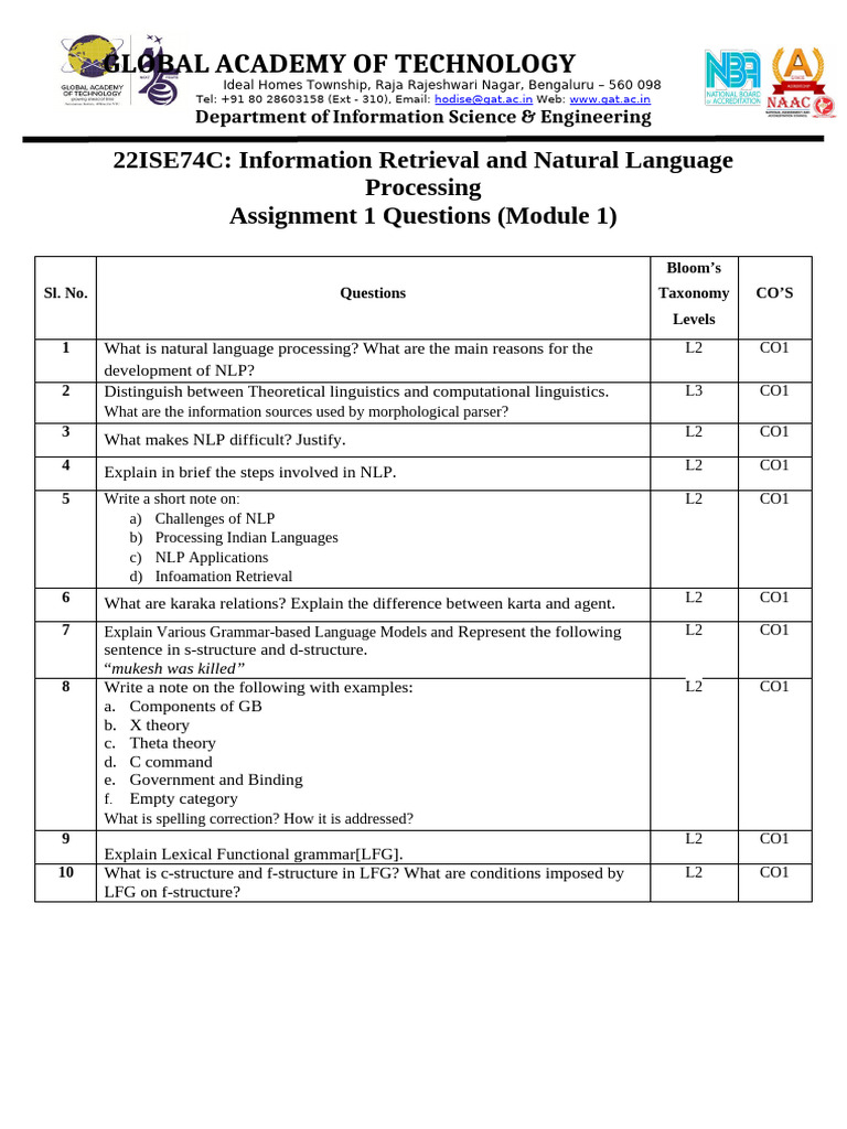 NLP Assignment 1 Questions | PDF | Language Mechanics | Cognitive Science