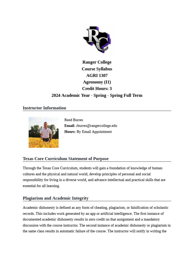 2024 Academic Year Spring Spring Full Term AGRI 1307 I1 | PDF | Lecture ...