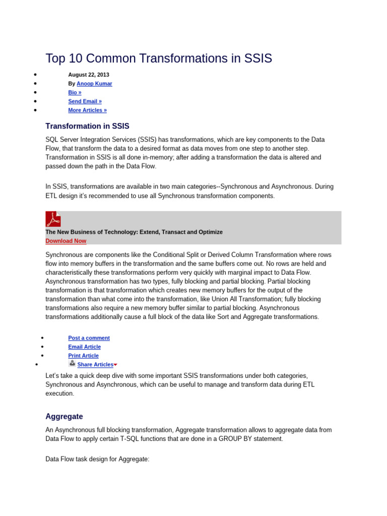 Top 10 Common Transformations in SSIS | PDF | Microsoft Sql Server ...
