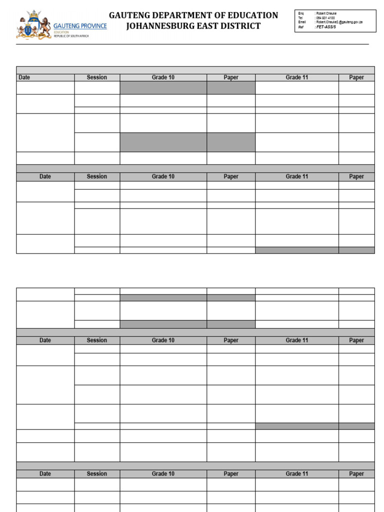 Grade 10 & 11 Final Exam Timetable 2025 | PDF