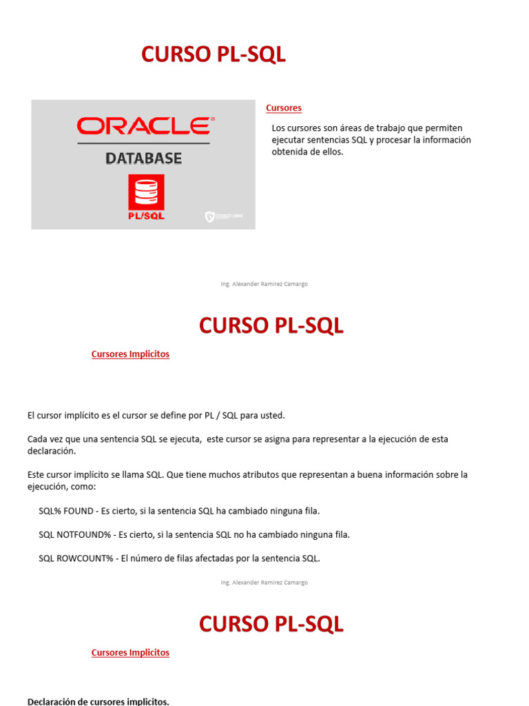 Cursores Implicitos | PDF | SQL | Pl / Sql