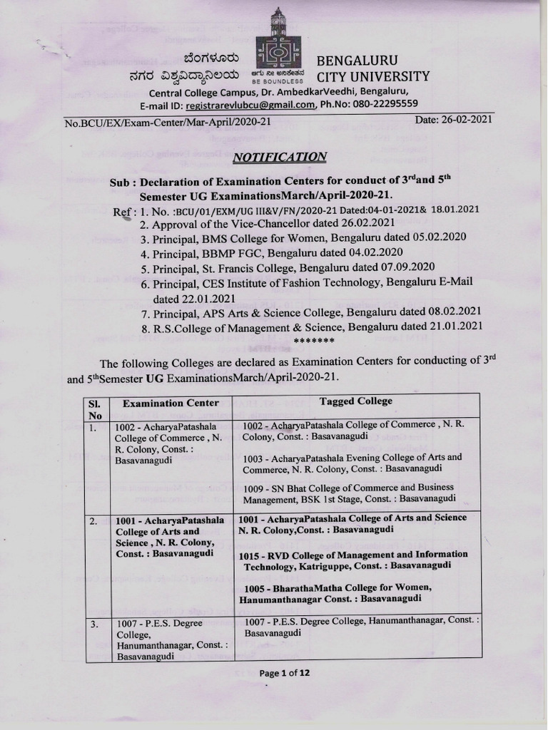 UG Examination Center Declaration | PDF