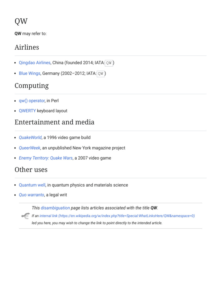 QW - Wikipedia | PDF