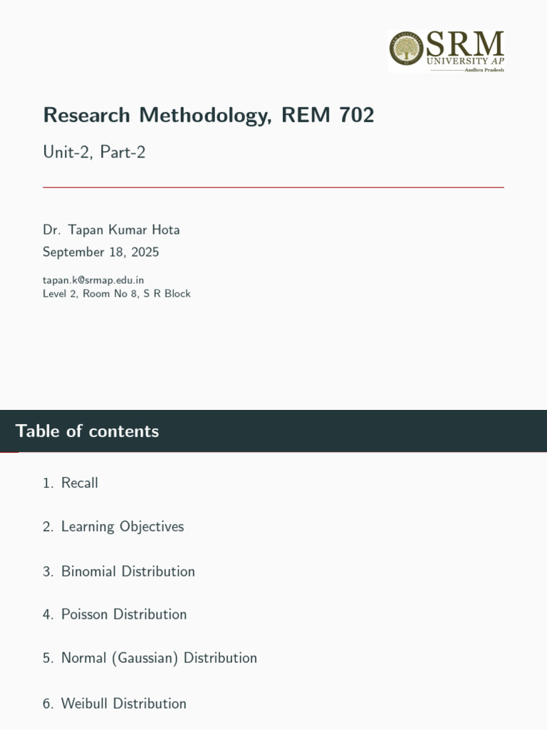 REM702 Research Methodology Part 2 | PDF | Probability Distribution ...