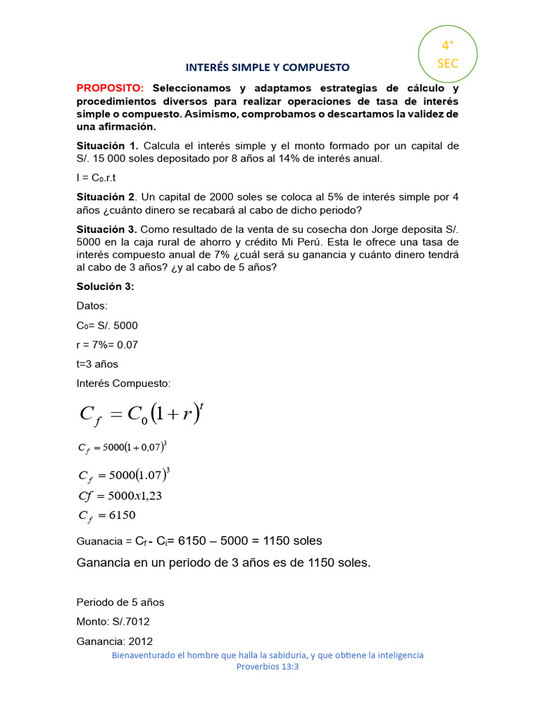 Cálculo de Interés Simple y Compuesto | PDF | Bancario | Finanzas ...