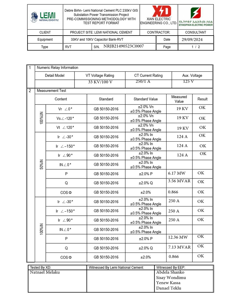 20 33KV and 10KV Capacitor Bank-RVT H01 | PDF | Physical Quantities ...