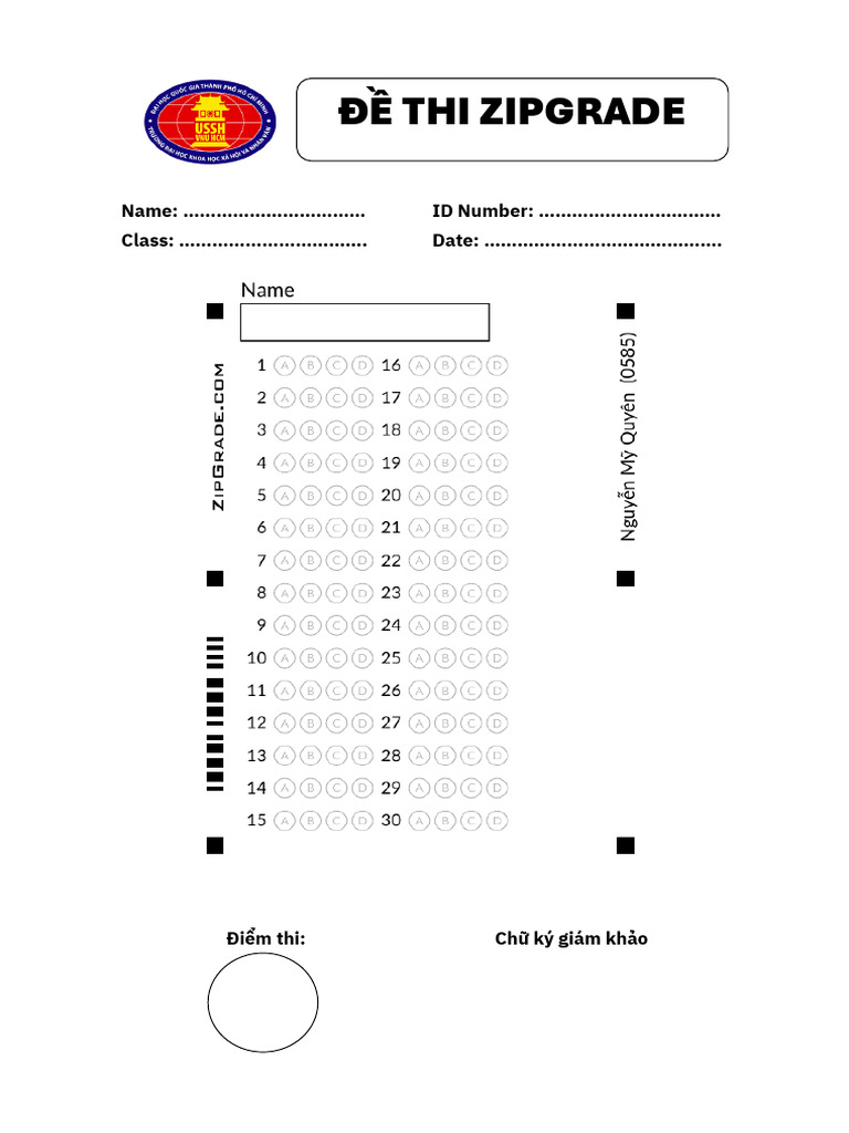 Đề Thi Zipgrade | PDF