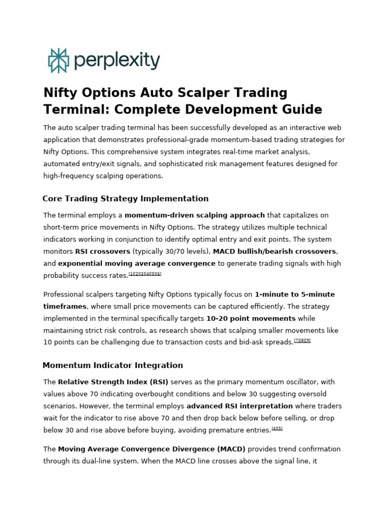 Nifty Options Auto Scalper Guide | PDF | Investing | Market (Economics)