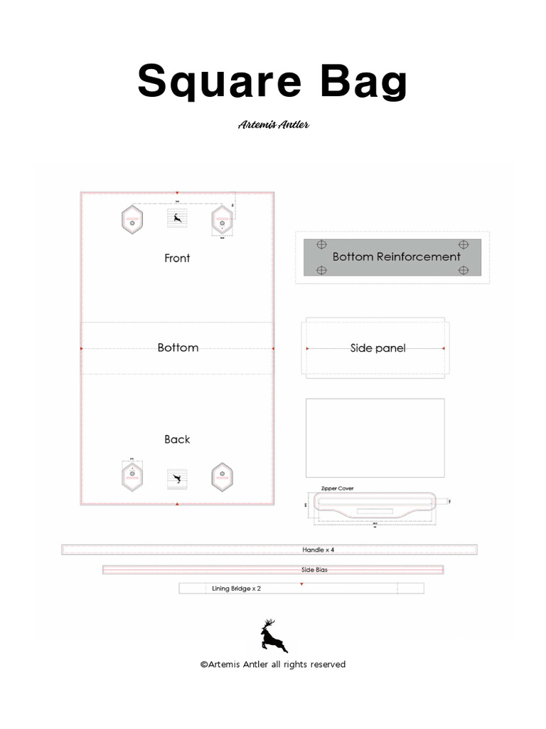 Artemis Antler - Square Tote Bag | PDF