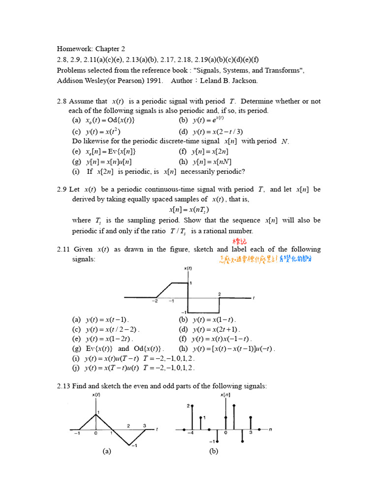 Signals and Systems Homework Problems | PDF | Mathematics | Applied ...
