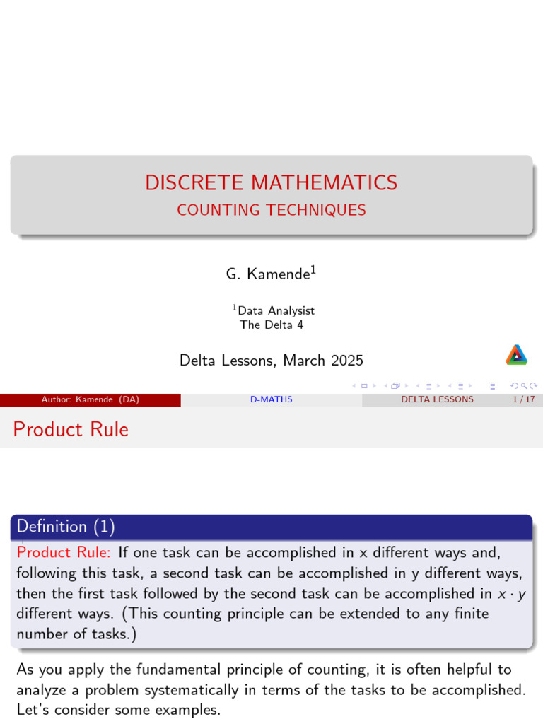 Counting Techniques Delta Lessons | PDF | Mathematical Concepts ...