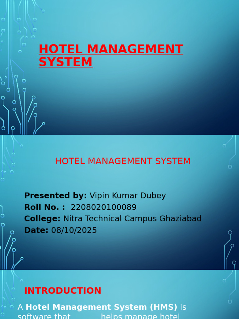 Hotel Management System | PDF