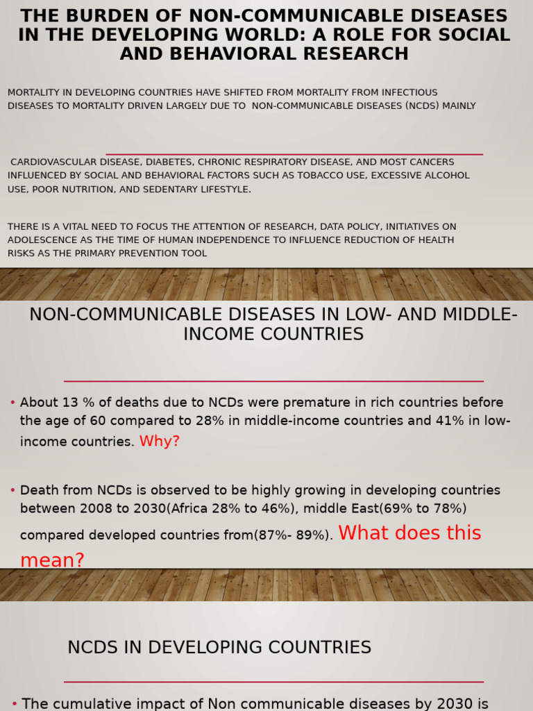 Week 6 - The Burden of Non-Communicable Diseases in The Developing ...