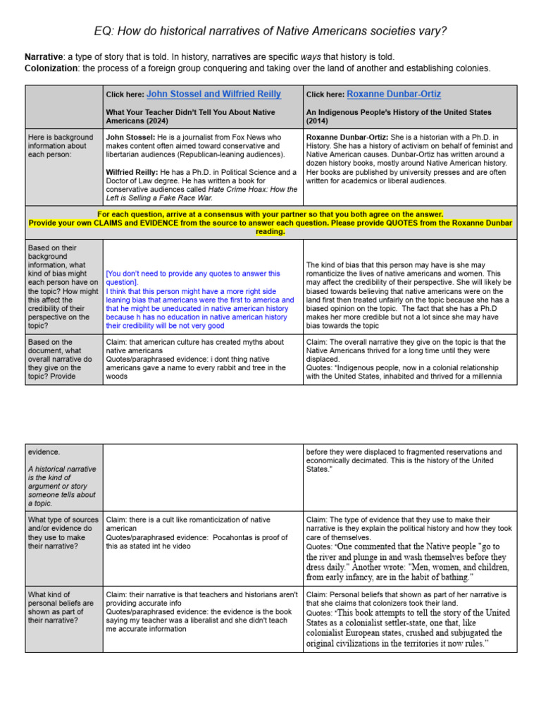 EQ - How Do Historical Narratives of Native Americans (Prior To The ...