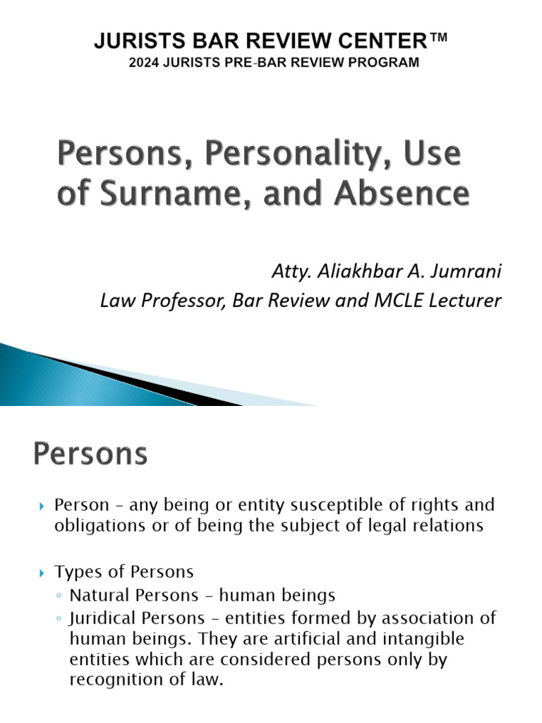 Presentation on Persons and Family Relations by Prof. Aliakhbar Jumrani ...