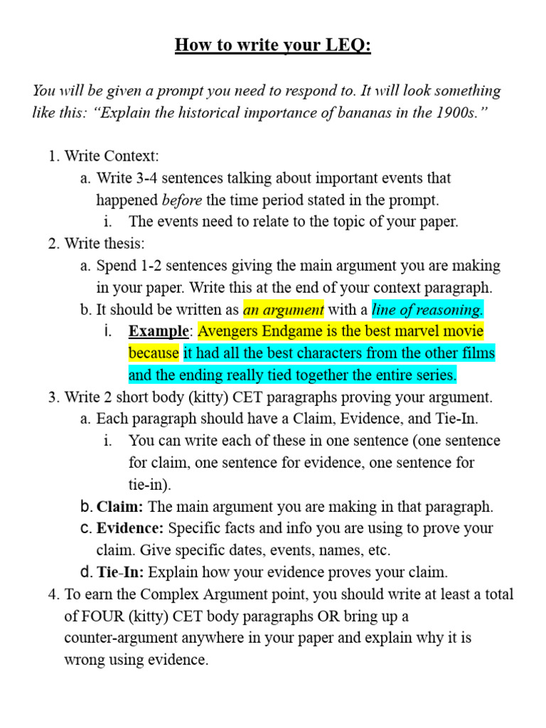 Writing Your LEQ: A Step-by-Step Guide | PDF
