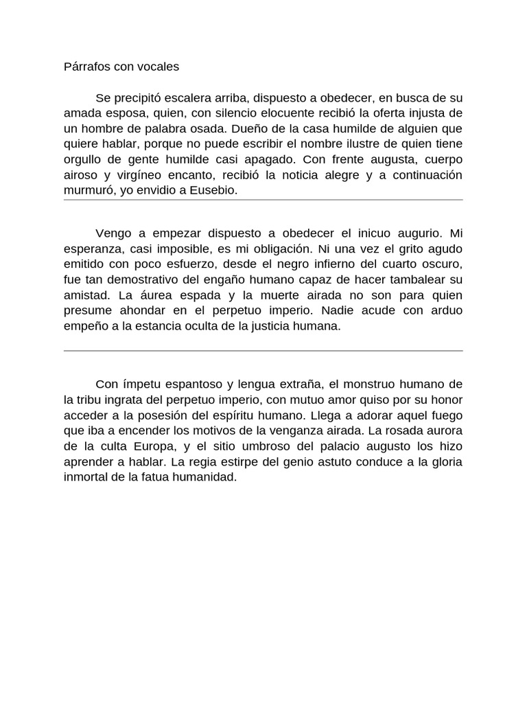 Párrafos Elocuentes con Vocales | PDF