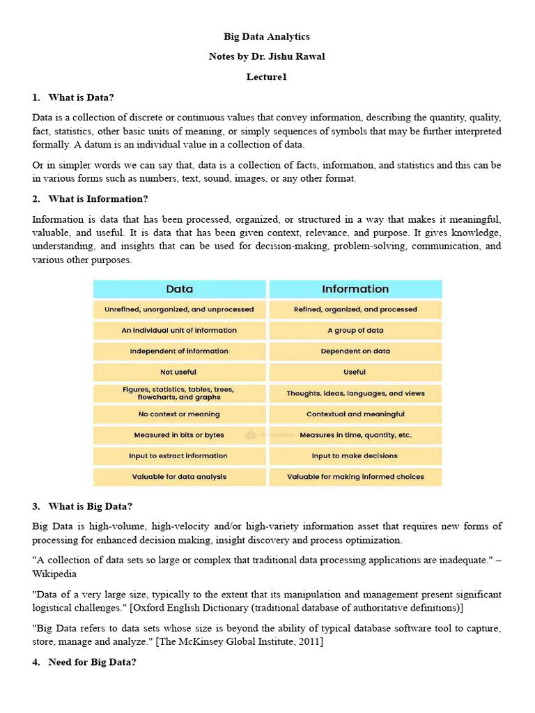 Big Data Analytics Notes 1.Docx | PDF | Big Data | Analytics