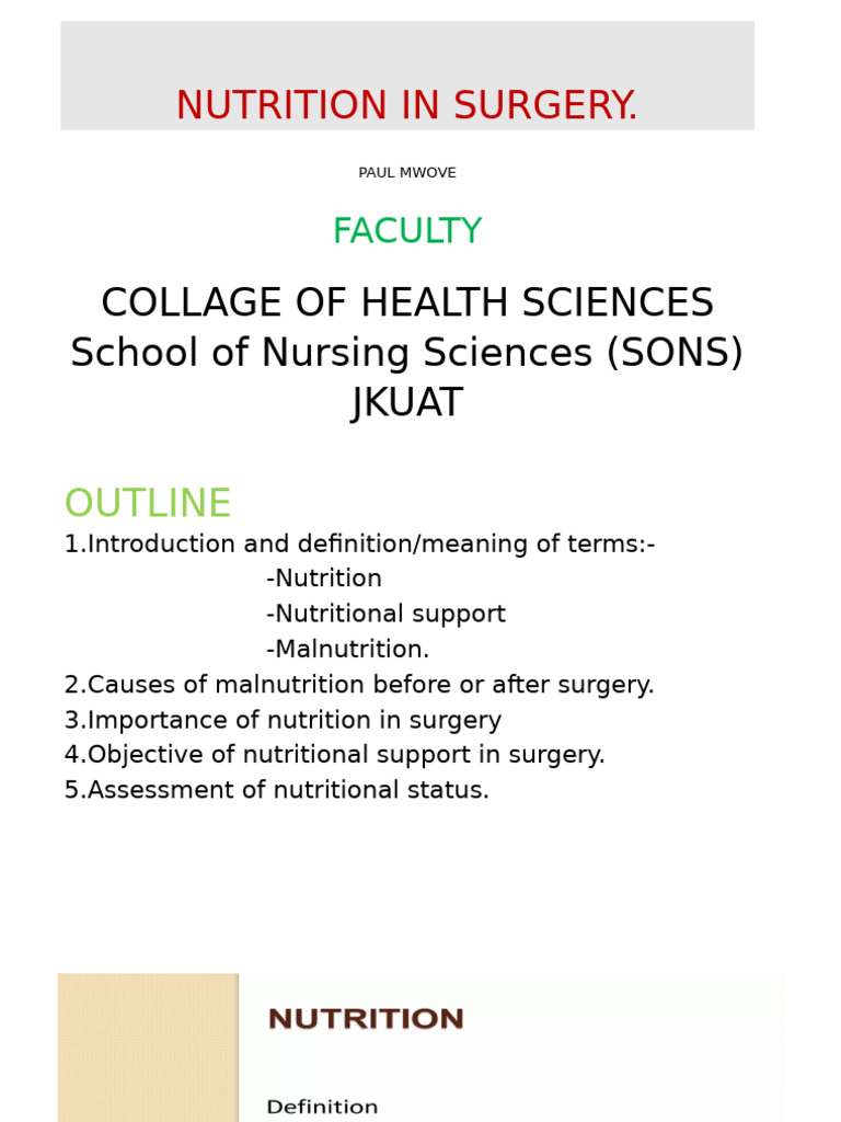 7..Nutrition Lecture 7.Nutrition in Surgery. | PDF | Intravenous ...