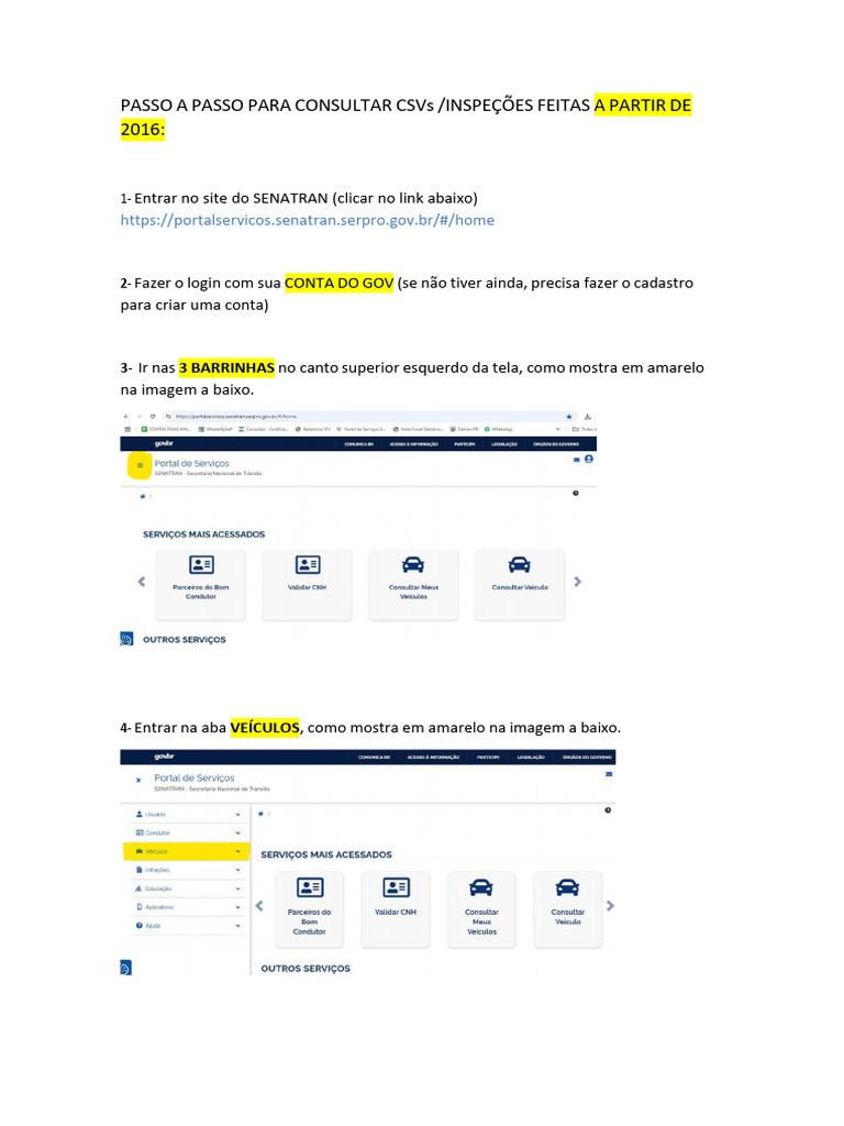 Como Consultar CSVs no SENATRAN | PDF